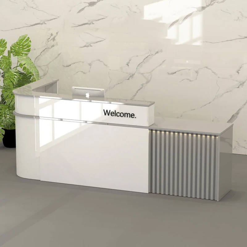 Receptionist-Restaurant-Tables-Front-Desk-Pulpit-White-Reception-Retail ...