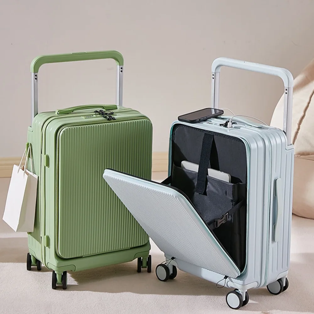 20-Inch-Travel-Suitcase-Multifunctional-Front-Open-Cover-Trolley ...