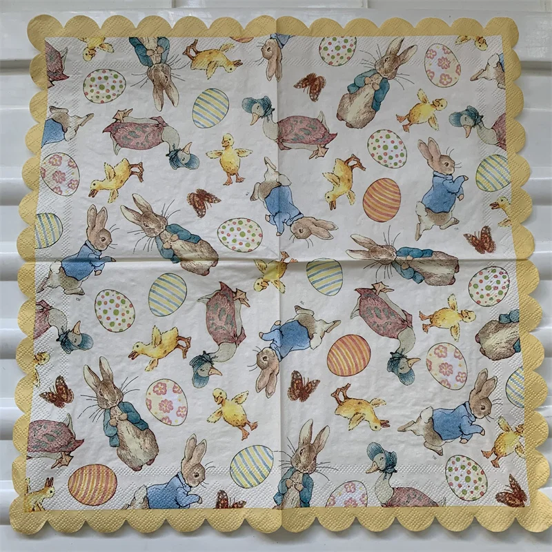 20 vintage napkins paper elegant tissue cute rabbit bunny flower pot ...