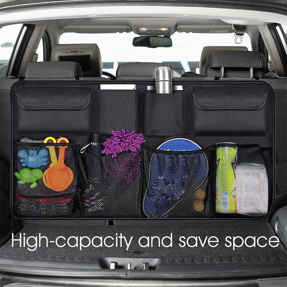 Multi-Pocket Car Trunk Organizer Hanging Rear Seat Back Net Mesh Cargo ...