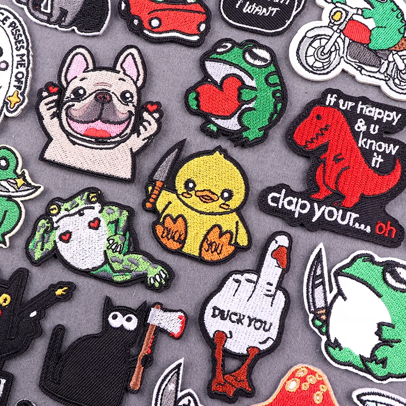 Hip-Hop-Animal-Patch-Iron-On-Patches-For-Clothing-Knife-Duck-Frog ...