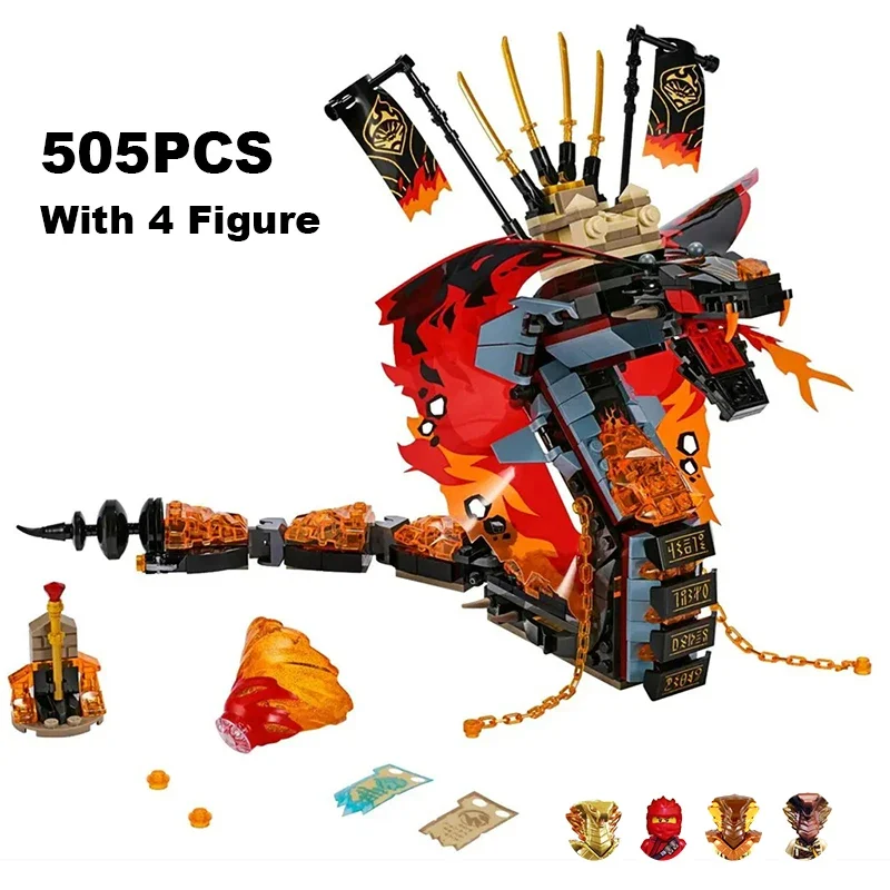 505PCS-Fire-Fang-Spinjitzu-Snake-Bugs-Building-Blocks-Compatible-70674 ...