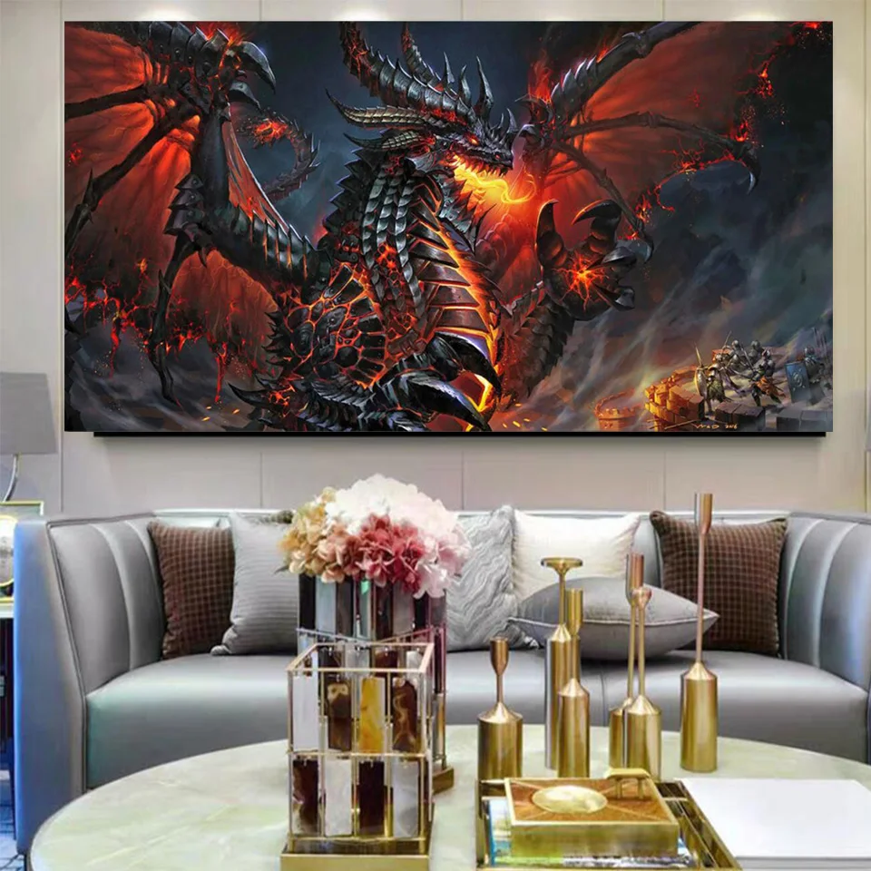 Diamond-Art-Large-Diamond-Painting-Soldiers-Fight-Fire-Dragon-New-Puzzle-Embroidery-Mosaic ...