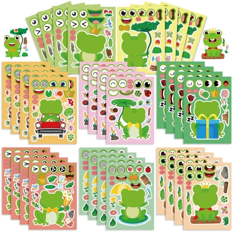 Make Frog Face Sticker Sheets DIY Make Your Own Frog Cute Cartoon ...