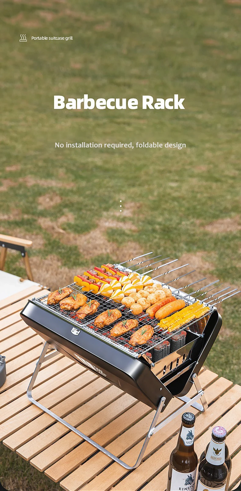 Réchaud,barbecue à charbon de bois pliable en acier inoxydable, Mini ...