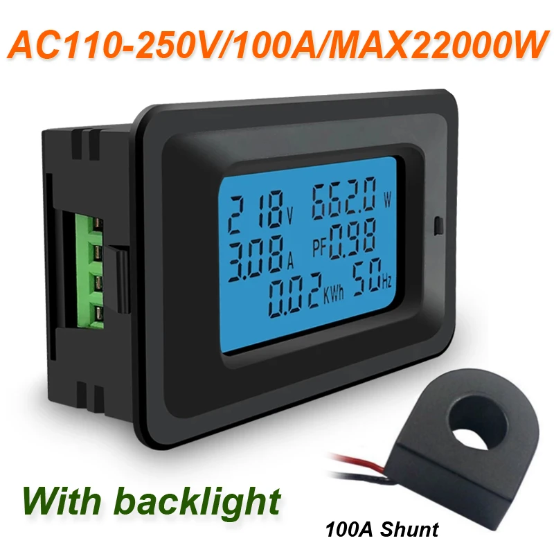 AC220V/100A 22KW 디지털 전압계 전류계 전류 전압계 전력 에너지 암페어 전압 전력계 테스터 감지기 CT 코일 포함|전압계| - AliExpress