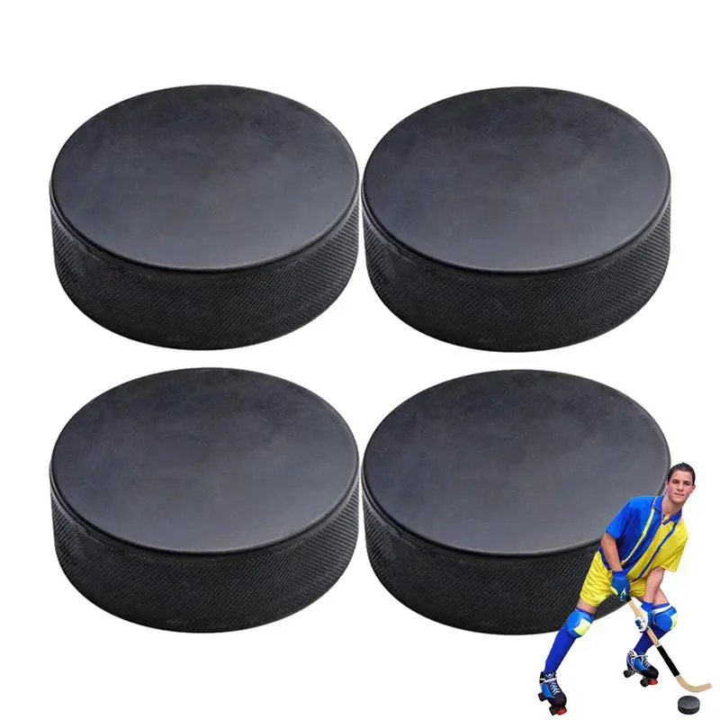 4 Pieces Standard Size Hockey Pucks Smooth Hockey Training Game Pucks ...