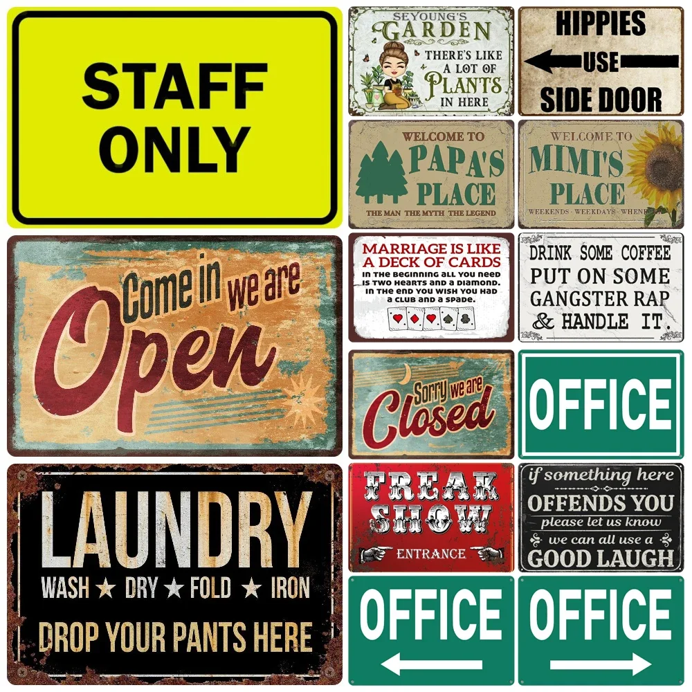 Staff Only Metal Sign, Vintage Personalized Open Closed, Funny ...
