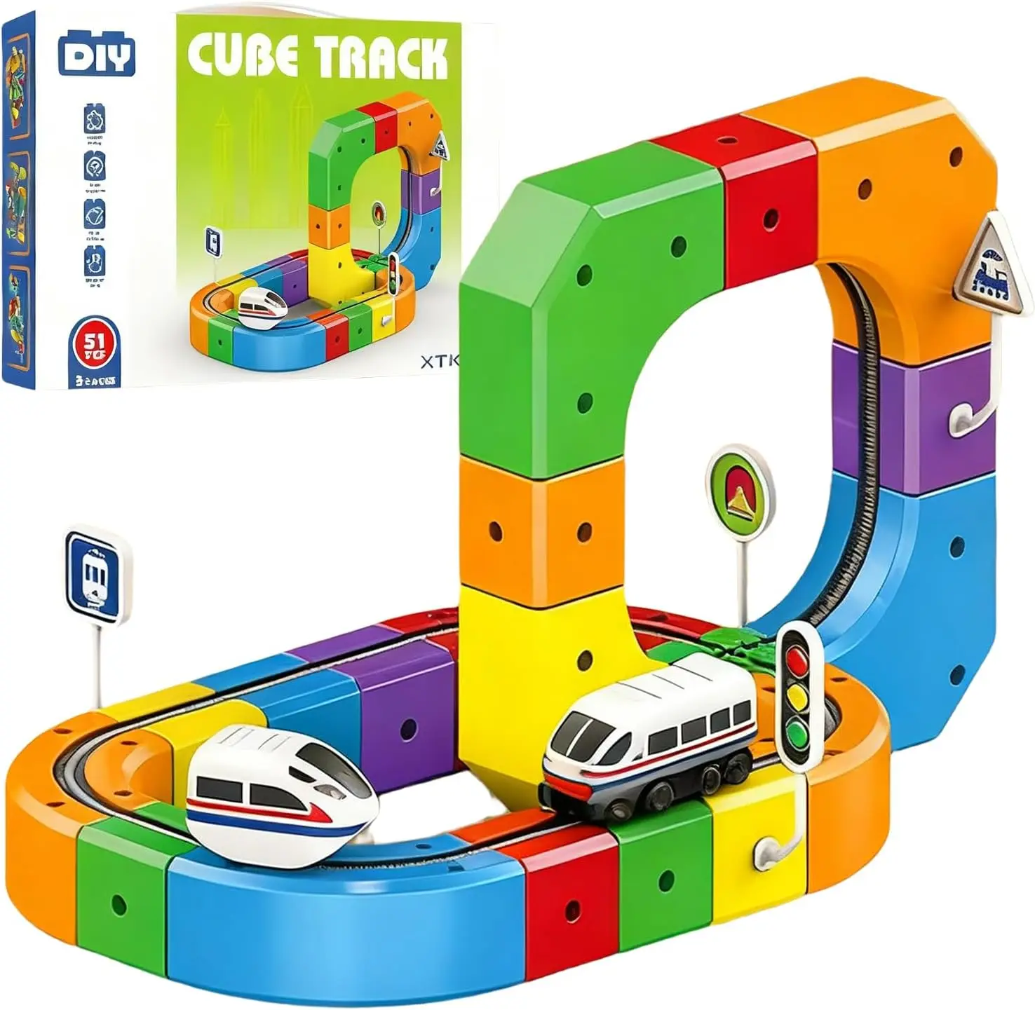 Versatile Rail Race Car Building Set for Kids DIY Race Car Train ...