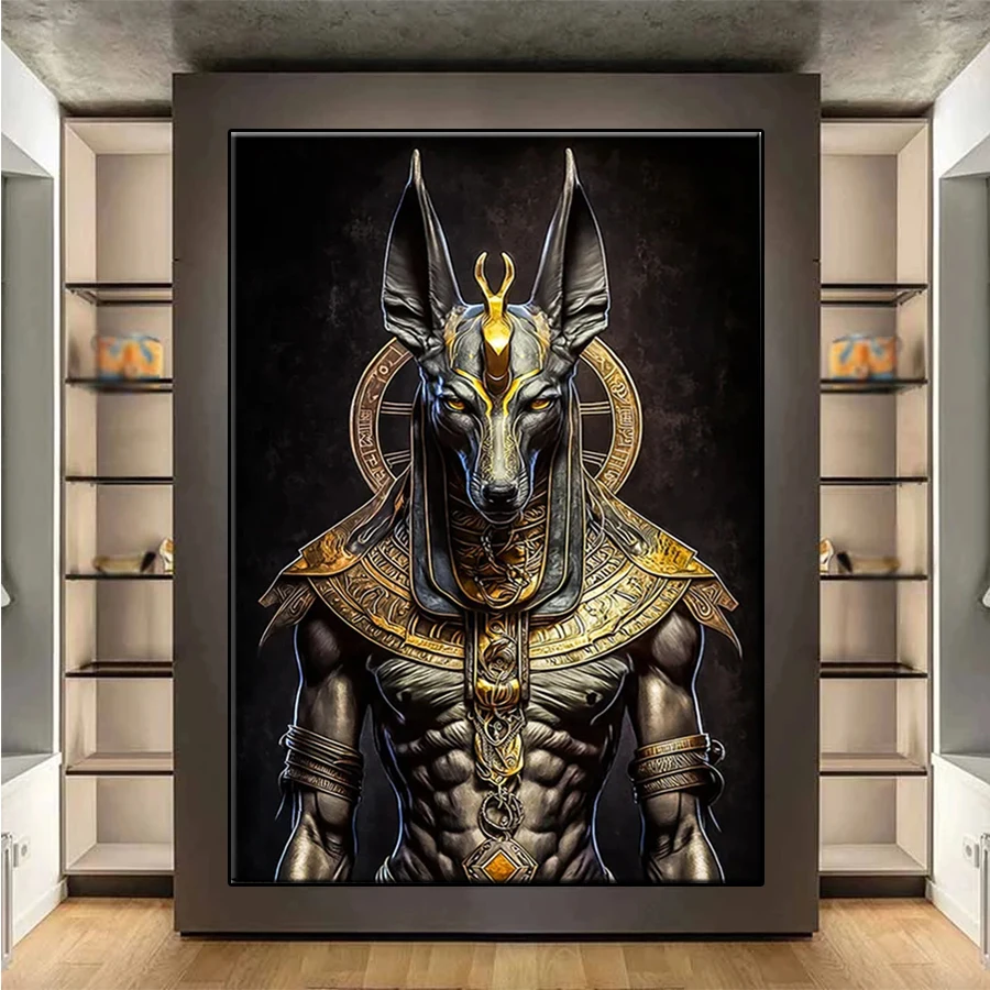 New 5D Round Diamond Painting Anubis Ancient Egyptian Mythology Pharaoh ...