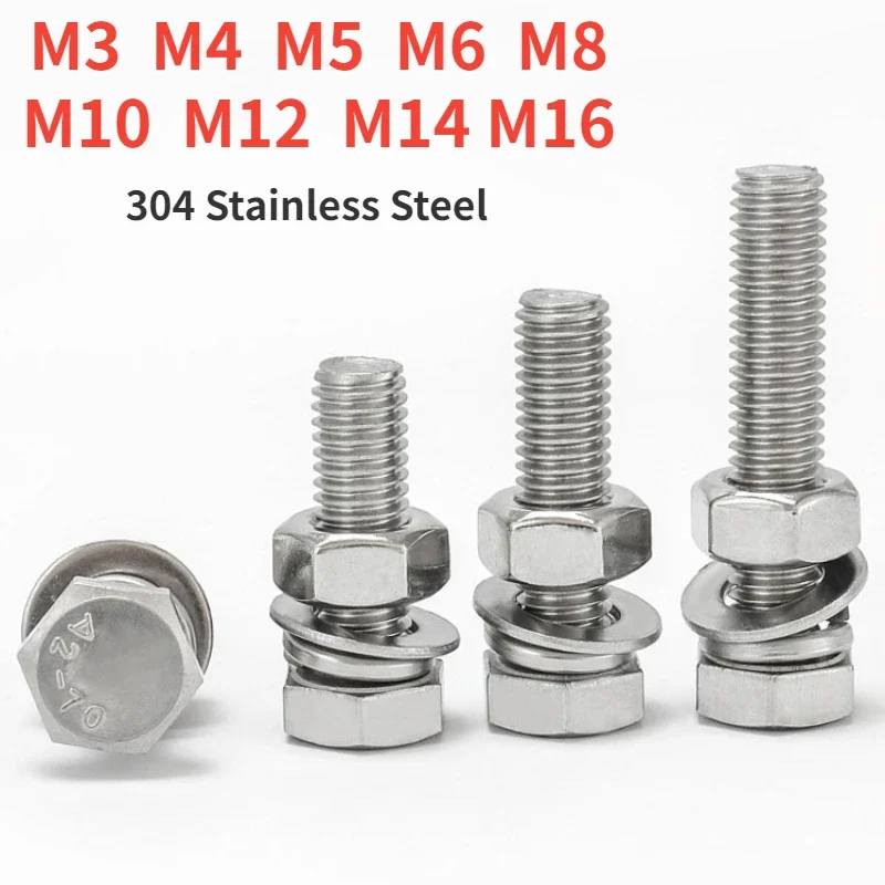 M3-M4-M5-M6-M8-M10-M12-M14-M16-304-Stainless-Steel-Outer-Hexagon-Screw ...