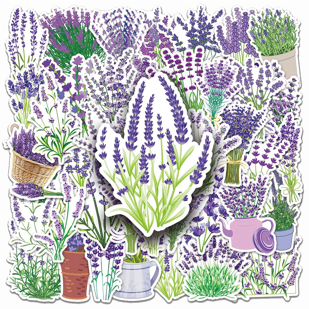 10-30-50pcs-Beautiful-Flower-Lavender-Stickers-Decoration-Decals-DIY ...