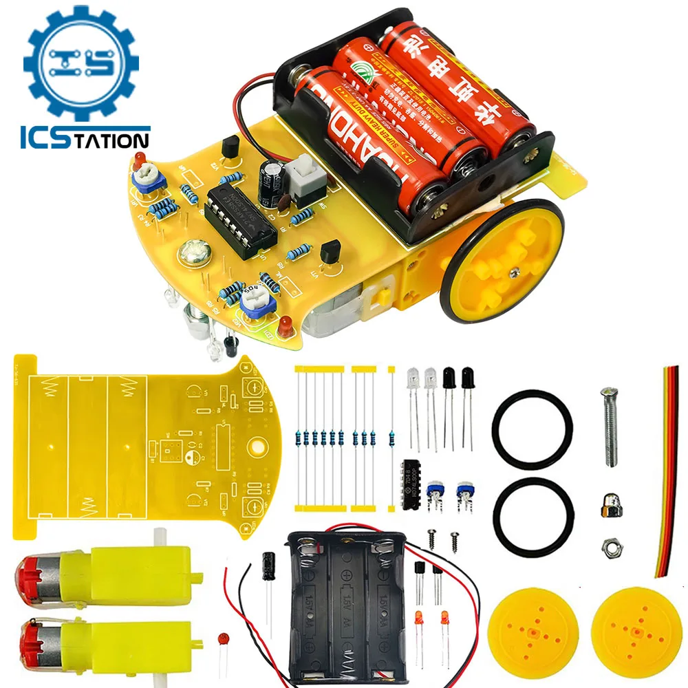 DIY Electronic Kit Tracking Line Smart Car Soldering Project Practice ...