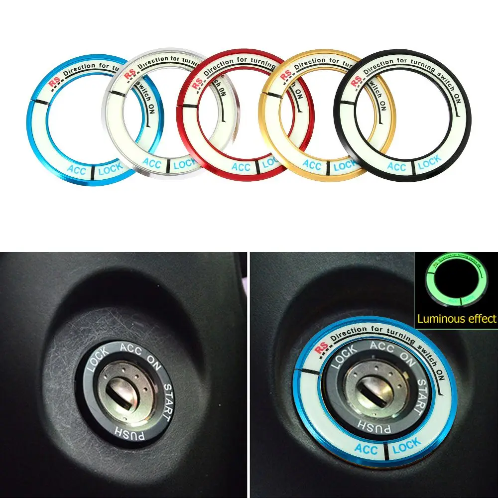 Luminous-Alloy-Car-Ignition-Switch-Cover-Auto-Car-Accessories-Stickers ...