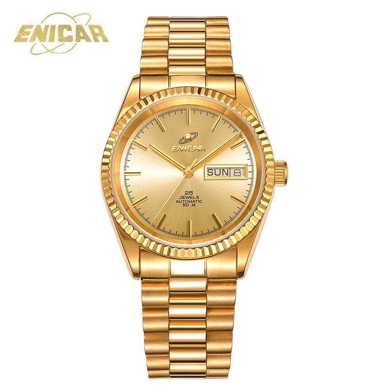 Enicar Watch For Men Fashion Gold Lovers Watch Automatic Mechanical ...