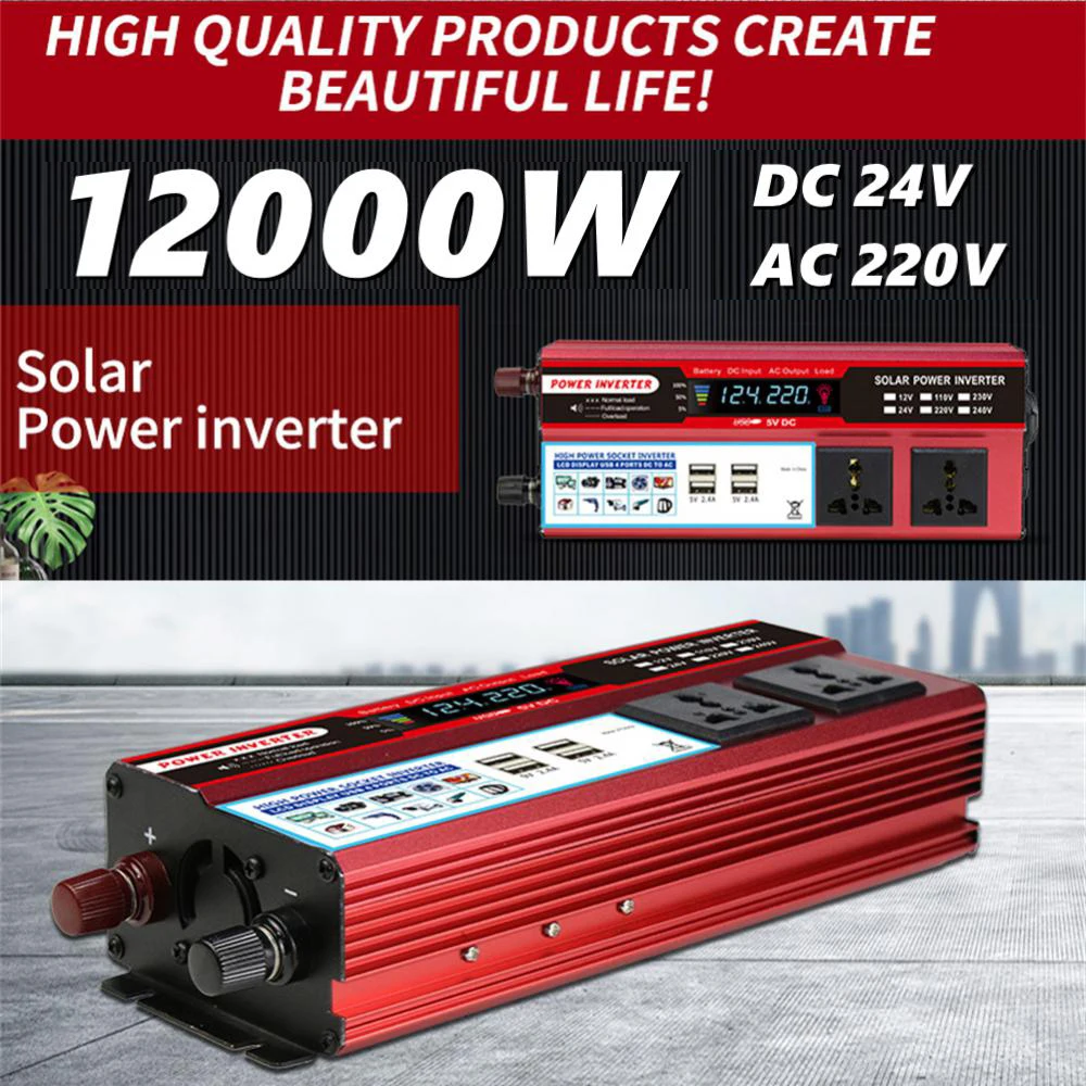 12000w inversor do carro modificado onda senoidal conversor de energia dc 12/24v para ac 110v ...