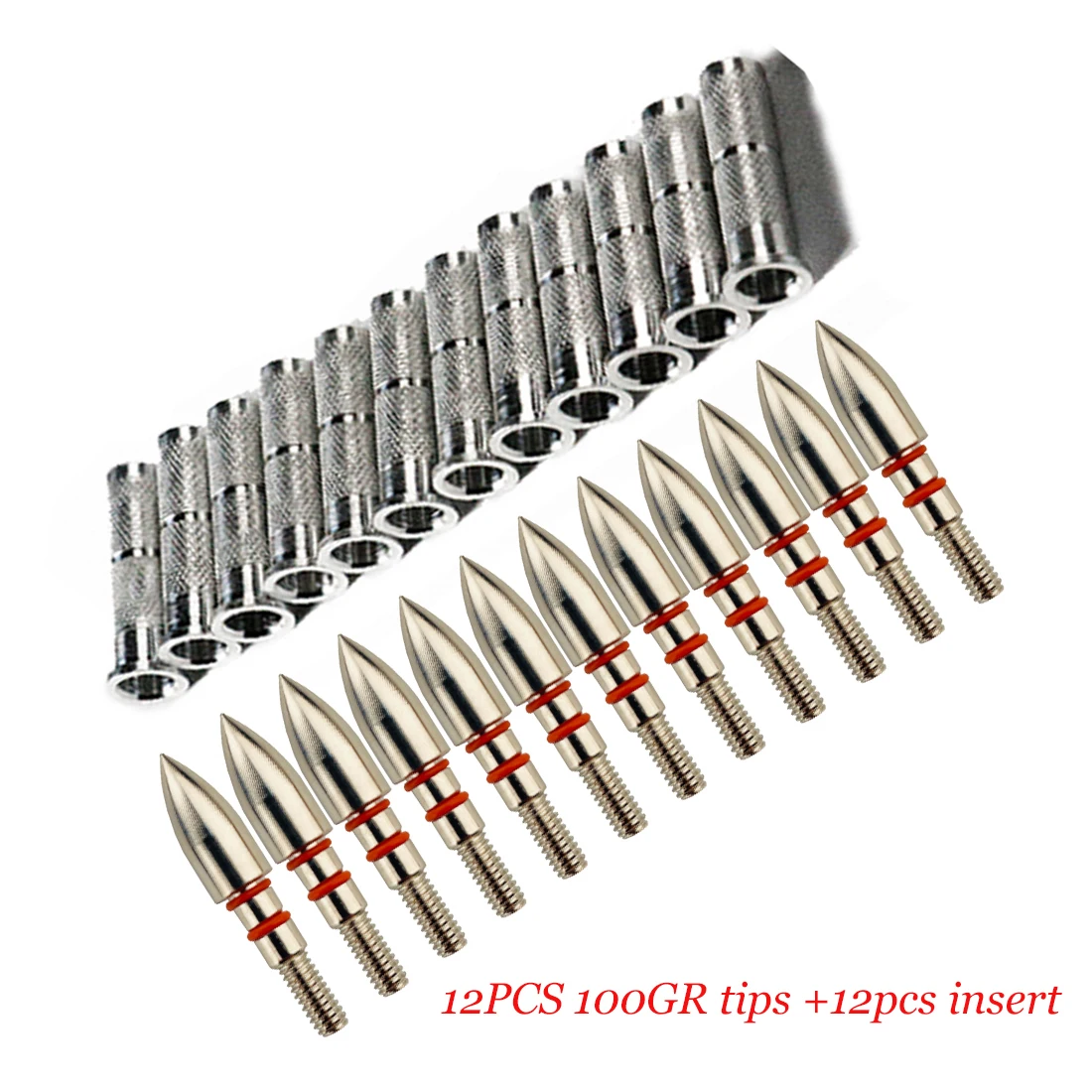 Archery-Arrow-Points-Tips-for-Compound-Bow-Hunting-100GR-O-Rubber-Ring ...