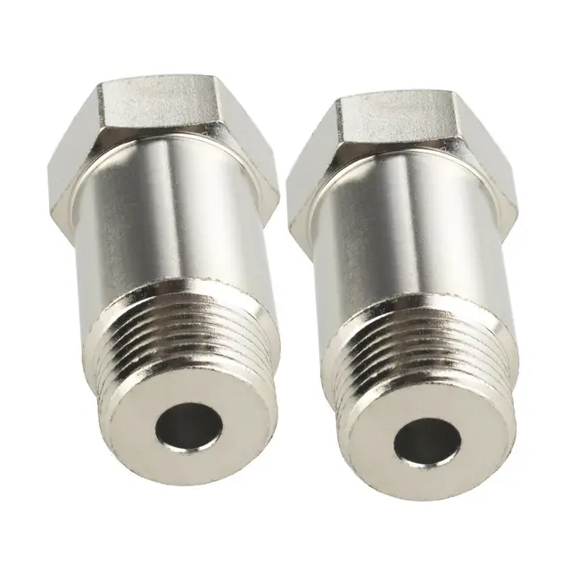 2PCS 02 O2 oxygen sensor extension extender adapter M18X1.5 Bung Silver ...
