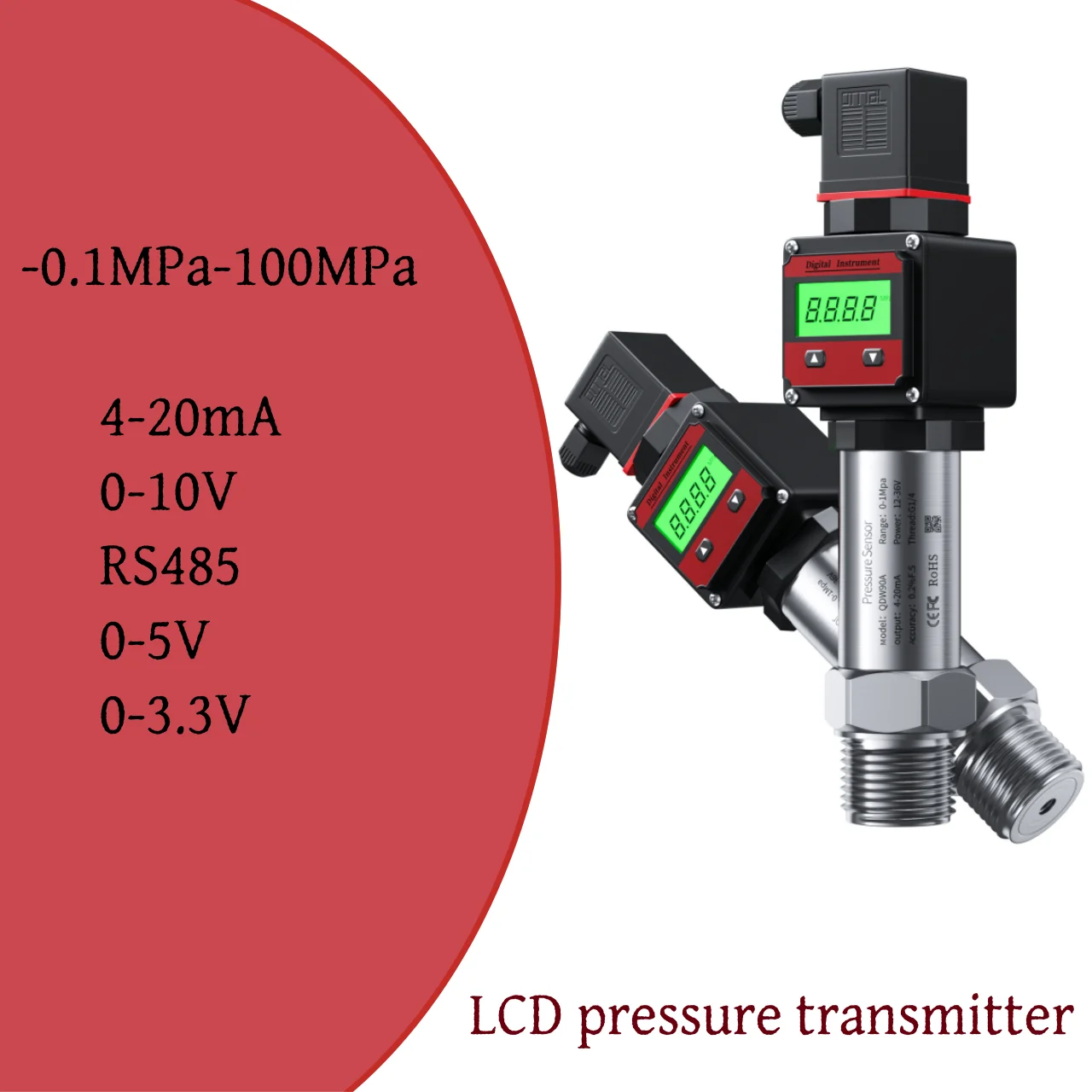 4-20mA 0-3.3V LCD pressure transmitter G1/4" 0.1bar 0.2bar 10bar 6bar ...