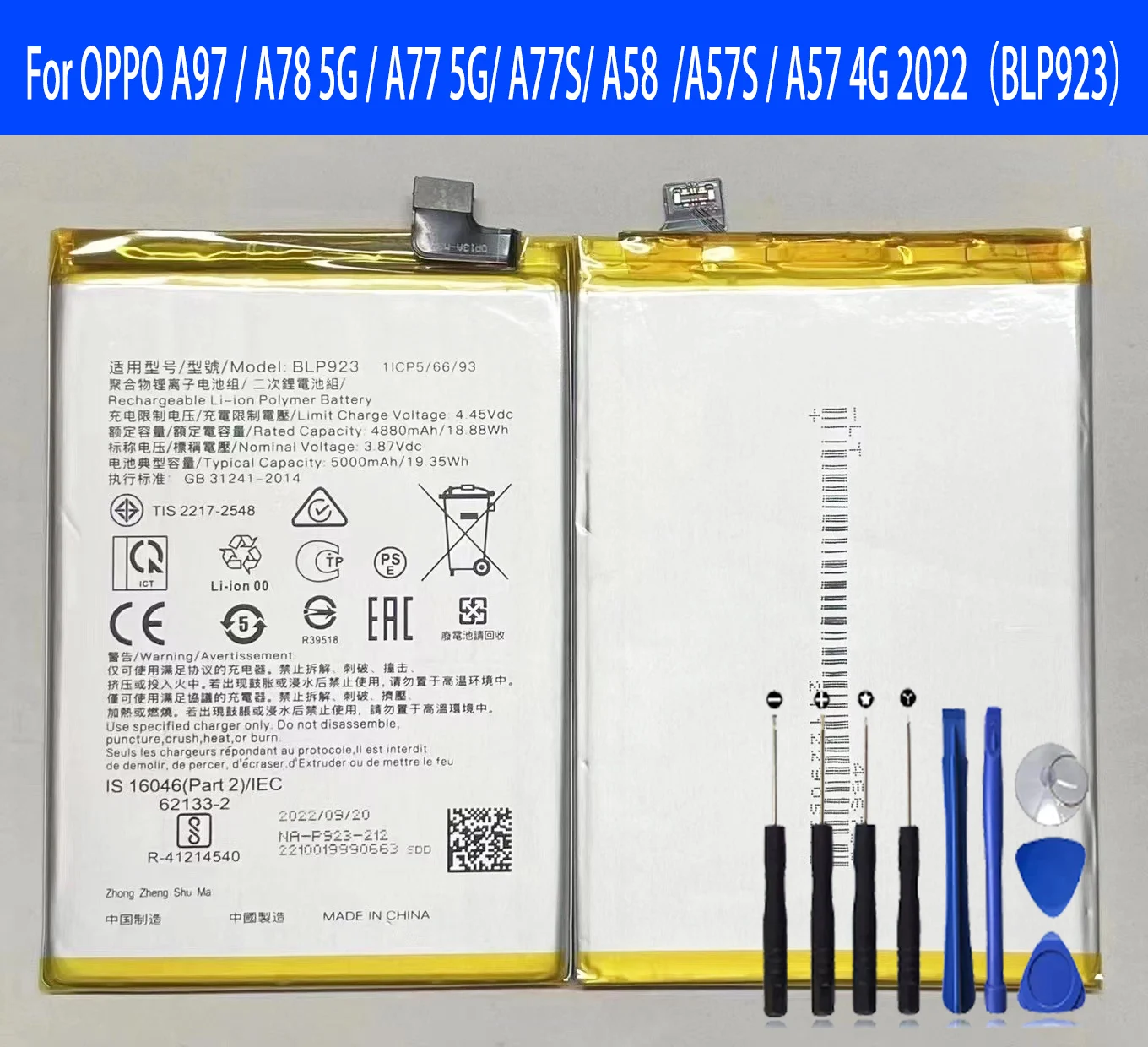 100-Original-BLP923-Battery-For-OPPO-A77-5G-A57-2022-A57-Phone ...