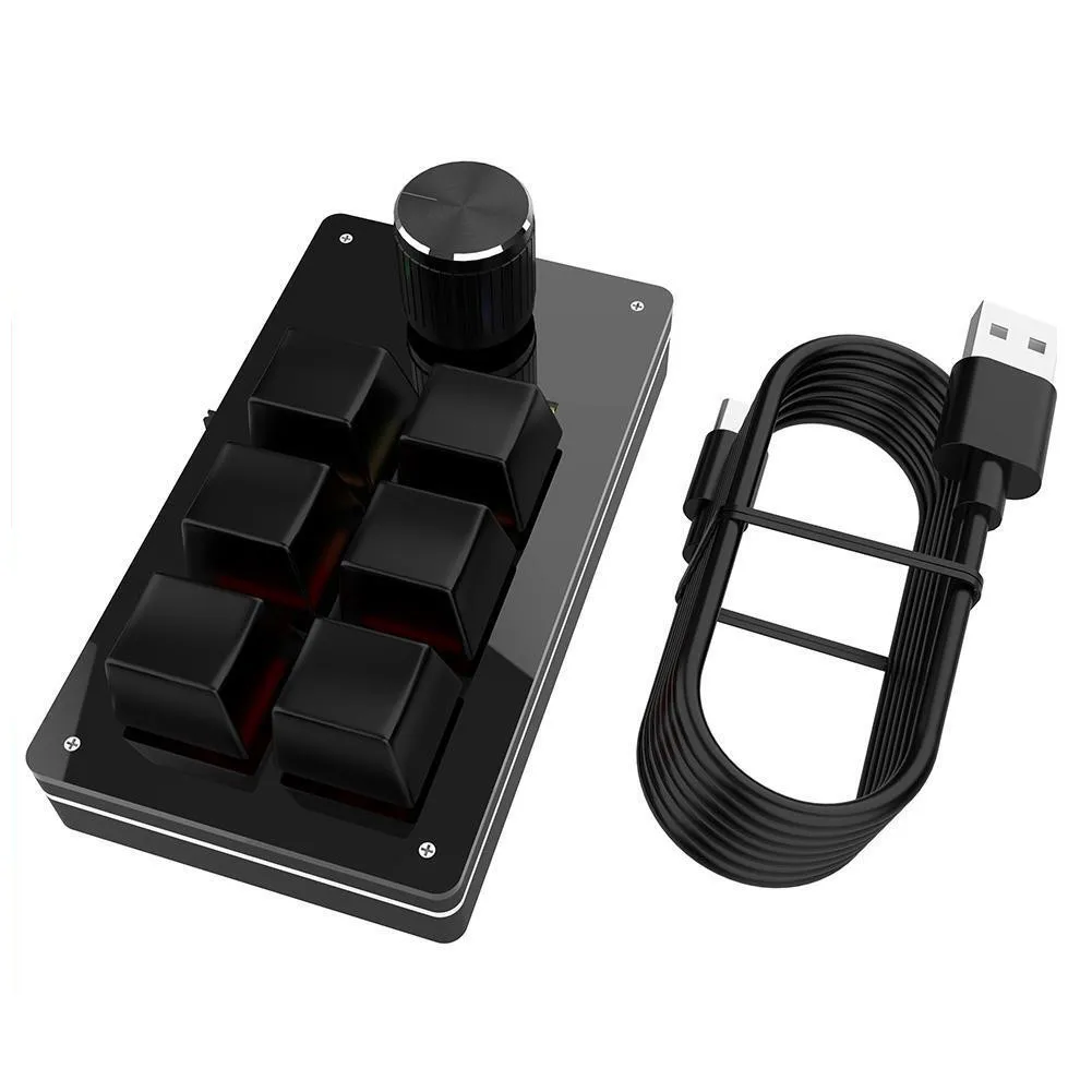 Macro-Custom-Gaming-Keyboard-Knob-6-Key-1-Knob-Programmable-Hotswap-One ...