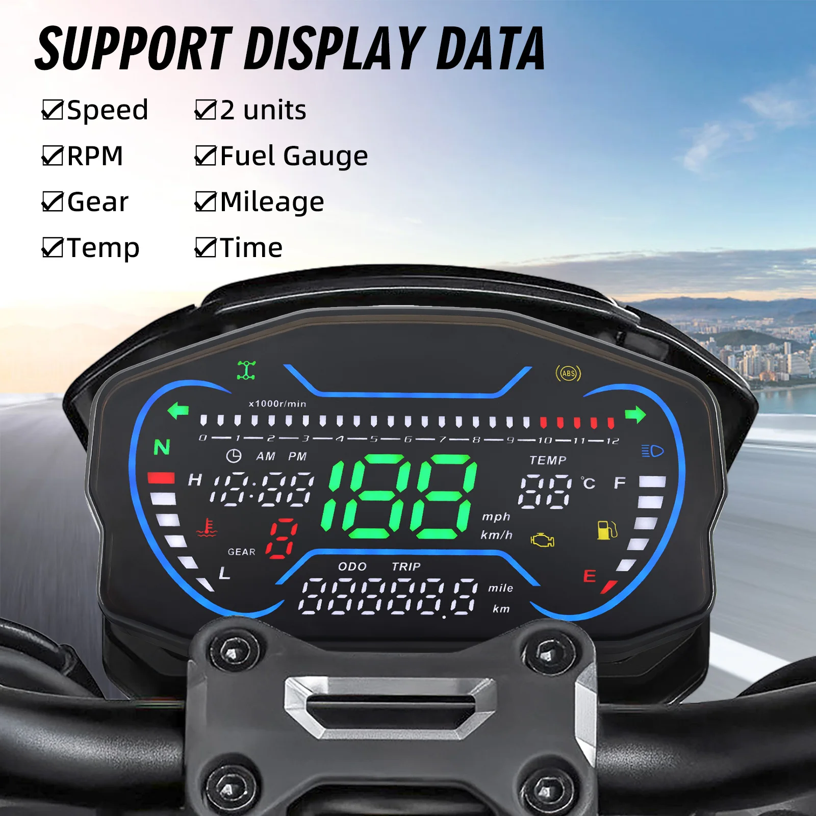 Motorcycle Speedometer Tft Tpms Speed Meter Odemeter Tachometer with ...