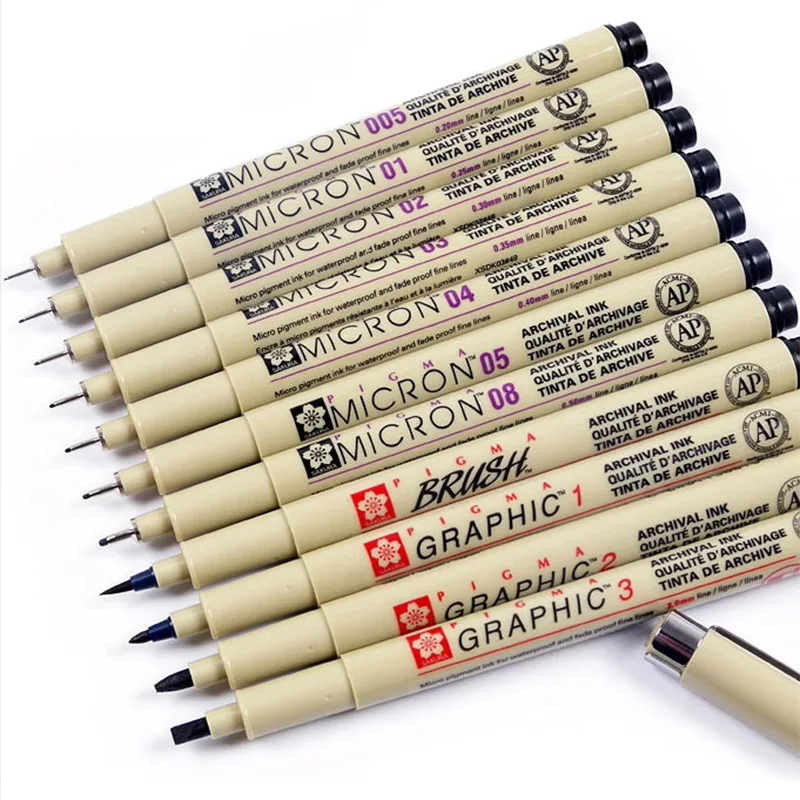 Sakura-Bol-grafo-delineador-impermeable-pluma-de-Micron-dise-o-profesional-de-Manga-aguja-de ...