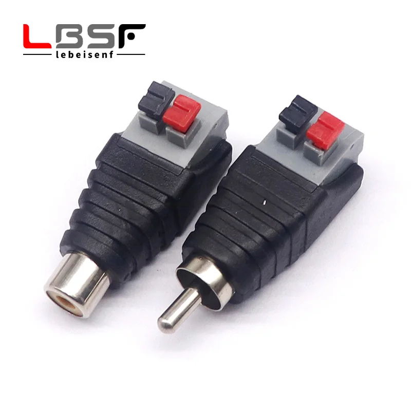 5pcs RCA male/female push-clamp type solderless RCA lotus head push-to ...