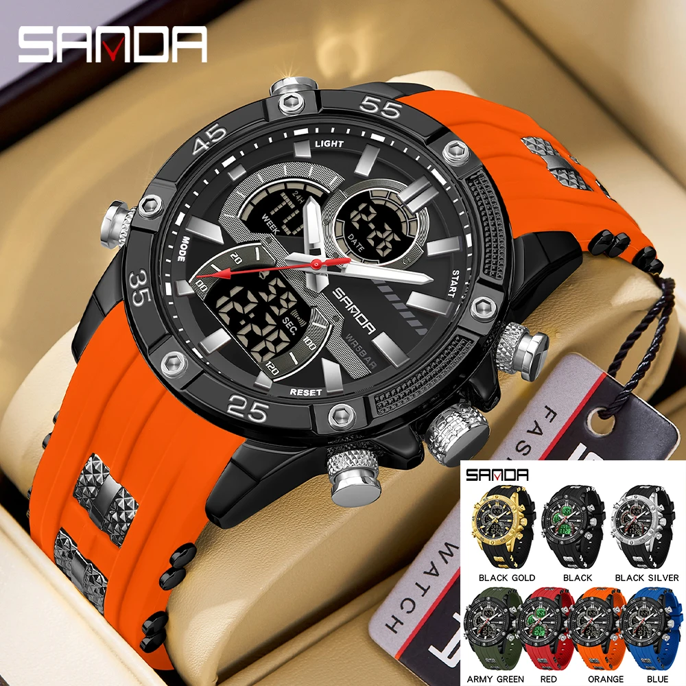 SANDA Digital LED Watch Men Military Sport Quartz Wristwatch Top Brand ...
