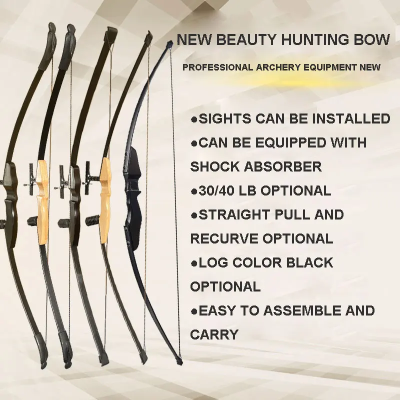 Recurve-Bow-Take-Down-LongBow-30Lbs-40Lbs-with-Fiberglass-Arrows-and ...