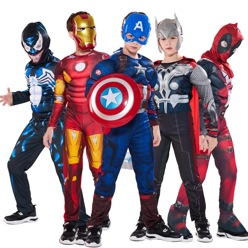 Crianças superheroe trajes spiderman hulk capitão américa homem de ...