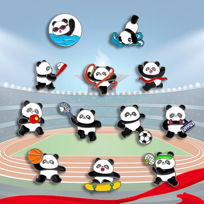 Sports Cute Panda Badge Badminton Table Tennis Panda Pin Swimming ...