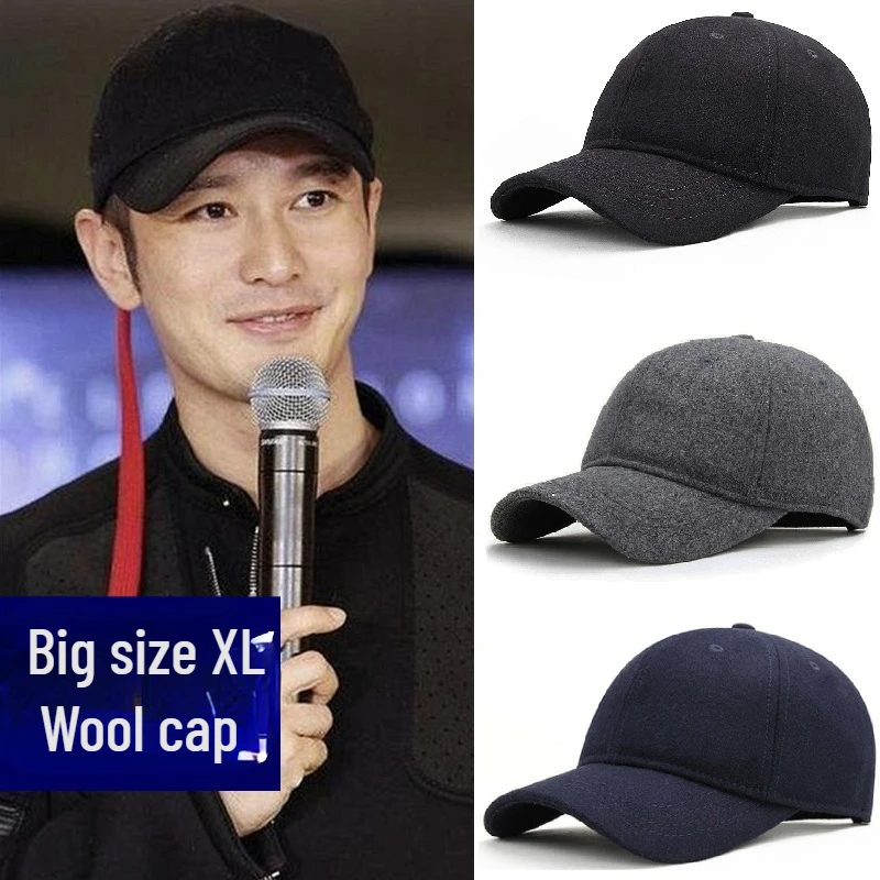 Winter-Wool-Keep-Warm-Big-Head-Size-Baseball-Cap-for-Men-Casual-Trucker ...
