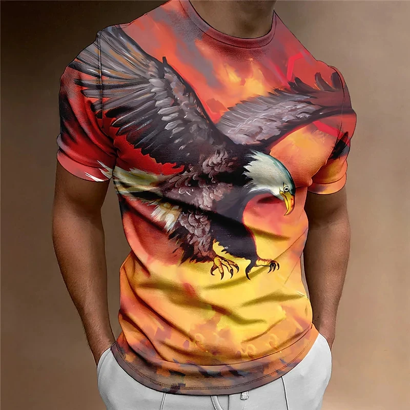 Fashion Eagle Print T Shirt For Men Boutique Animal Graphic T Shirts Summer Trend Harajuku Loose ...