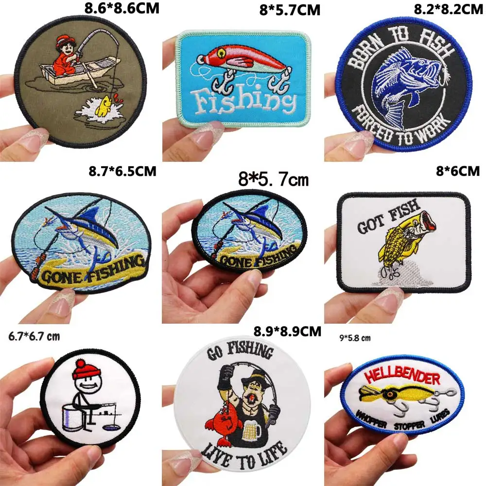 gone-fishing-Embroidered-Patches-Applique-Sewing-Label-punk-biker-Band ...