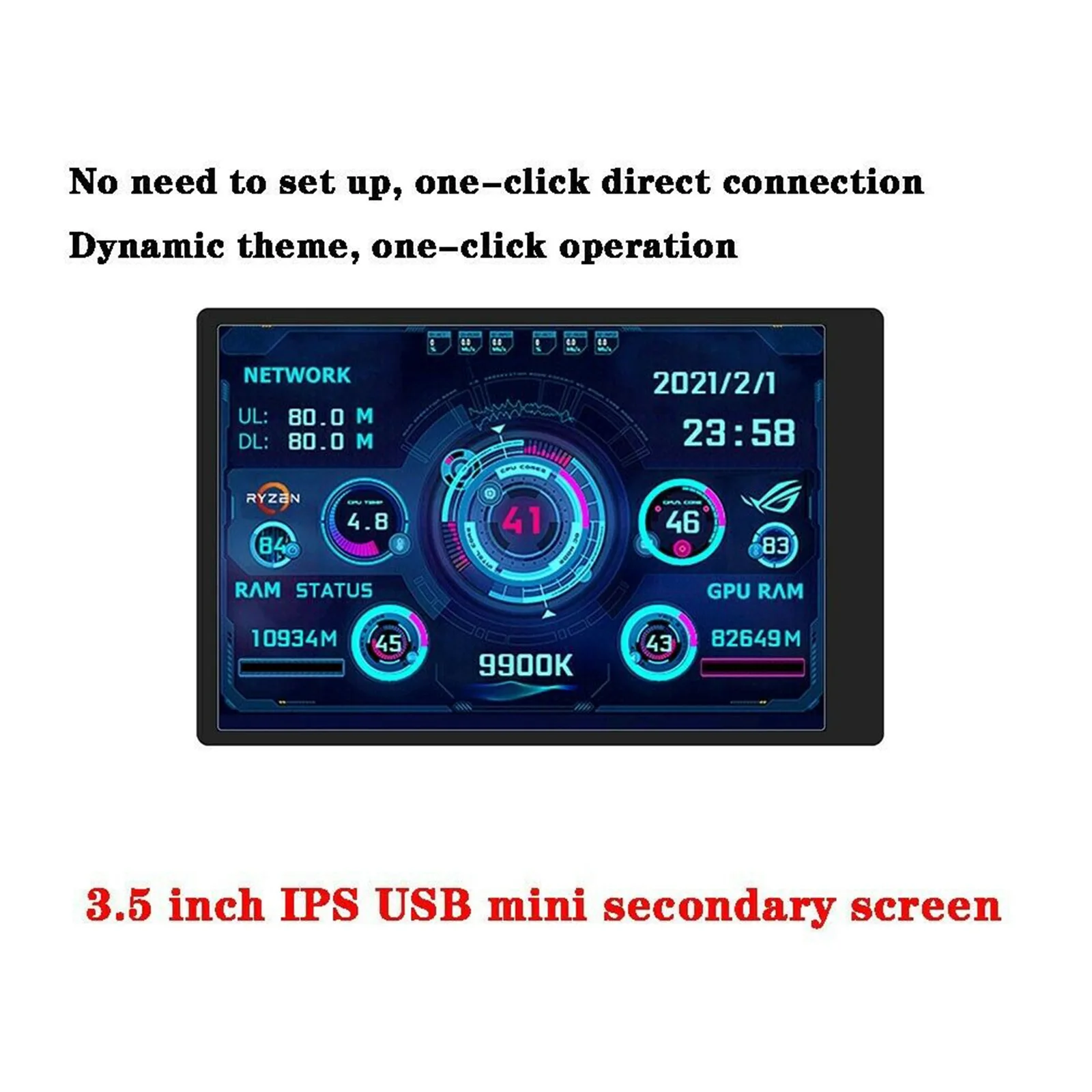 Monitor de computador para mini itx caso 3.5 Polegada ips TYPE C tela ...