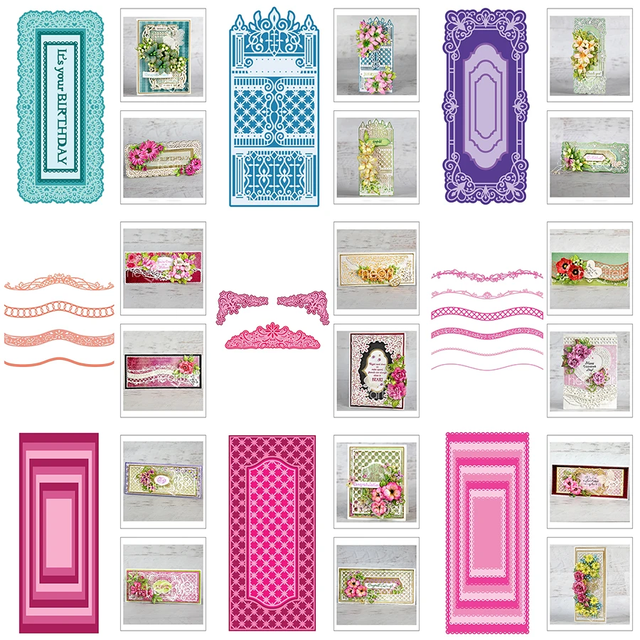 Troqueles-de-corte-de-Metal-con-borde-de-encaje-marco-rectangular ...