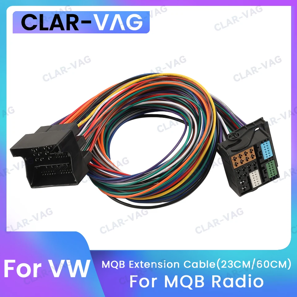 VW MIB 라디오용 MQB to PQ 연장 어댑터 케이블 플러그 앤 플레이 52 핀 쿼드락 23CM 60CM| | - AliExpress