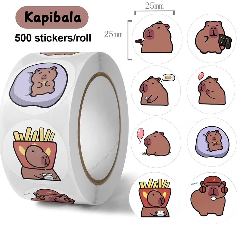 500Pcs-Cute-Capybara-Sticky-Paper-Sticker-Labels-Thank-You-Sticker ...