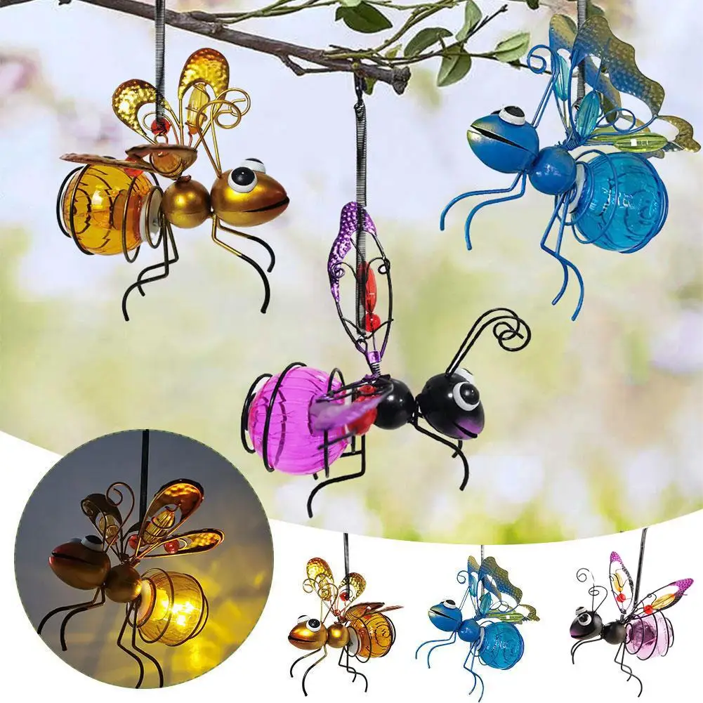 Solar-Iron-Insect-Statue-With-LED-Fairy-Light-Outdoor-Waterproof ...