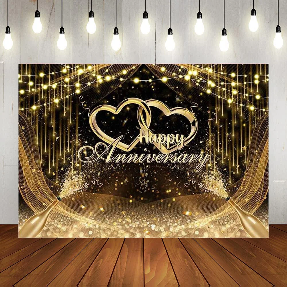 Black-Gold-Happy-Wedding-Anniversary-Background-Gold-Glitter-Two-Love ...