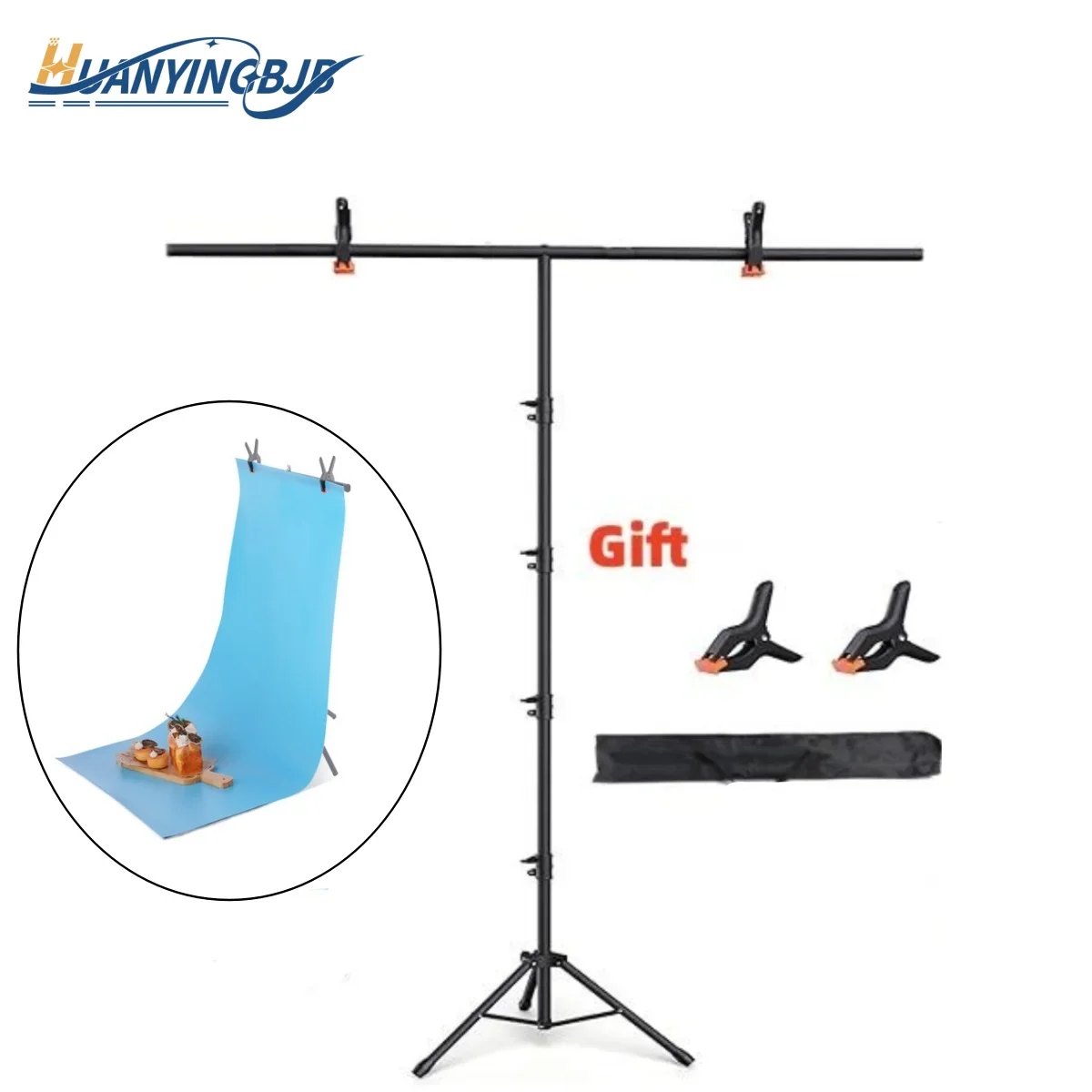 T-Shape-Background-Stand-Kit-Adjustable-Photography-Background-Photo ...