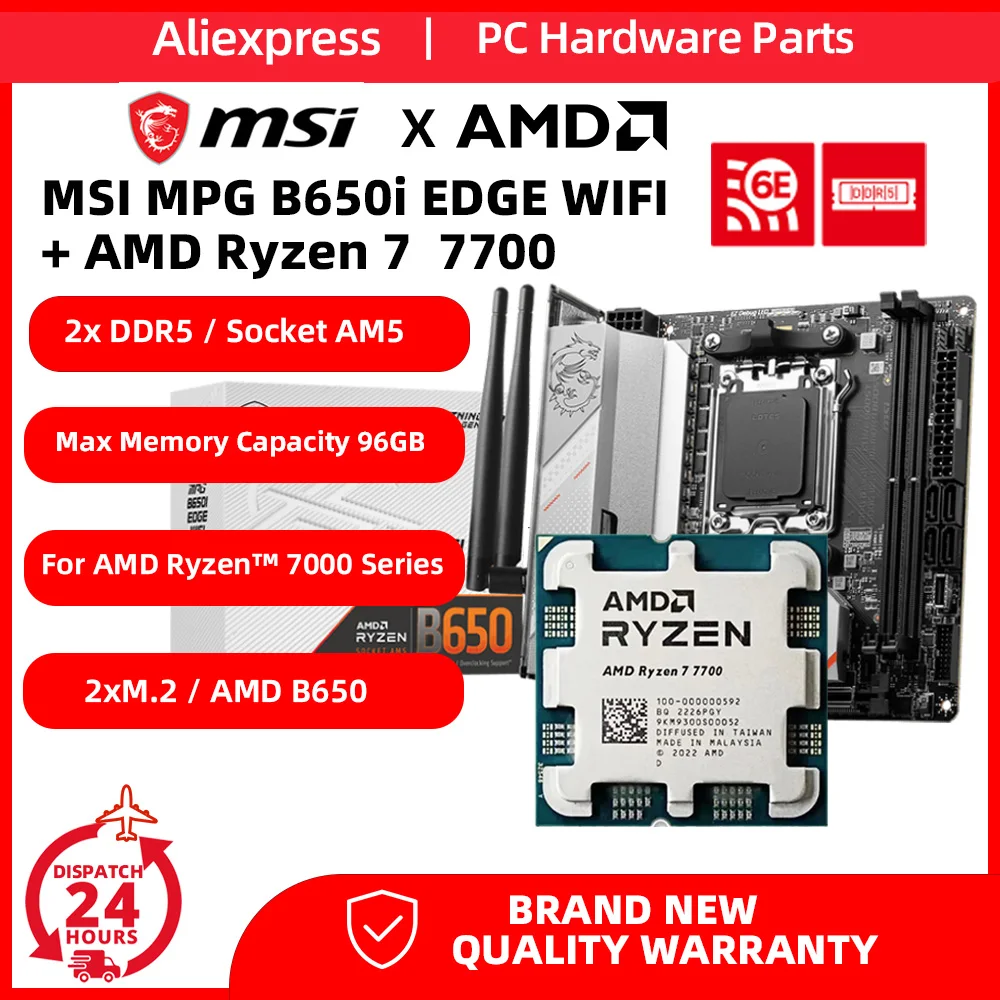 MSI-MPG-B650i-EDGE-WIFI-With-AMD-Ryzen-7-7700-R7-7700-CPU-Motherboard ...