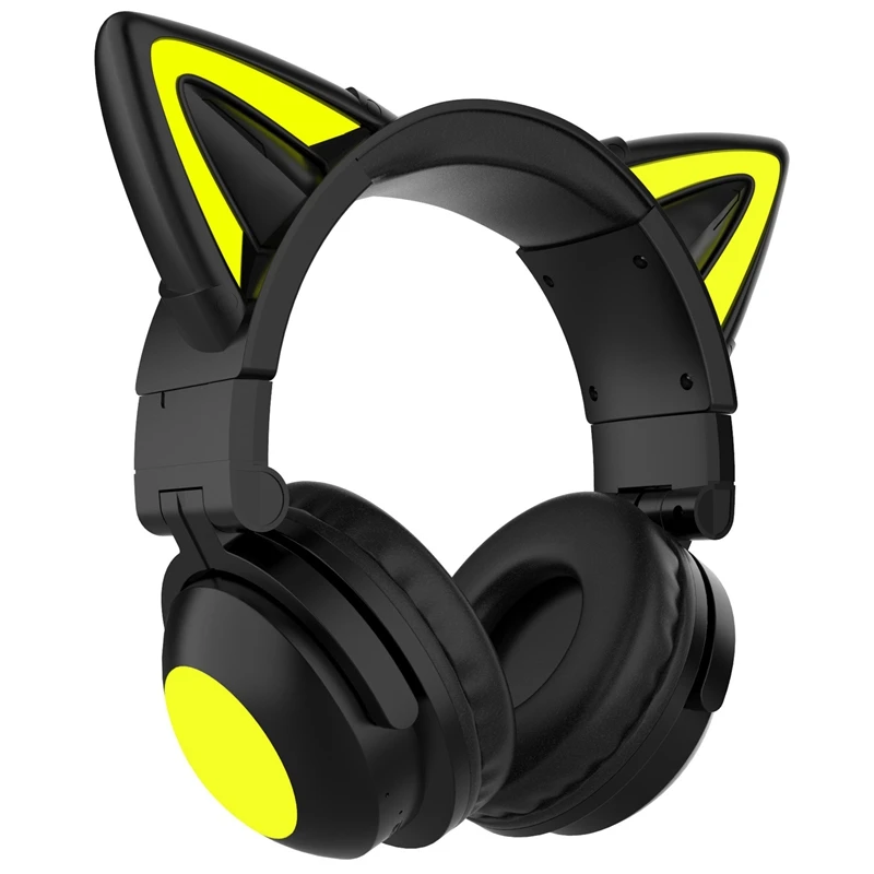 Cat Ear Headphones, LED Lights Computer Headphones, Headset Bluetooth 5 ...