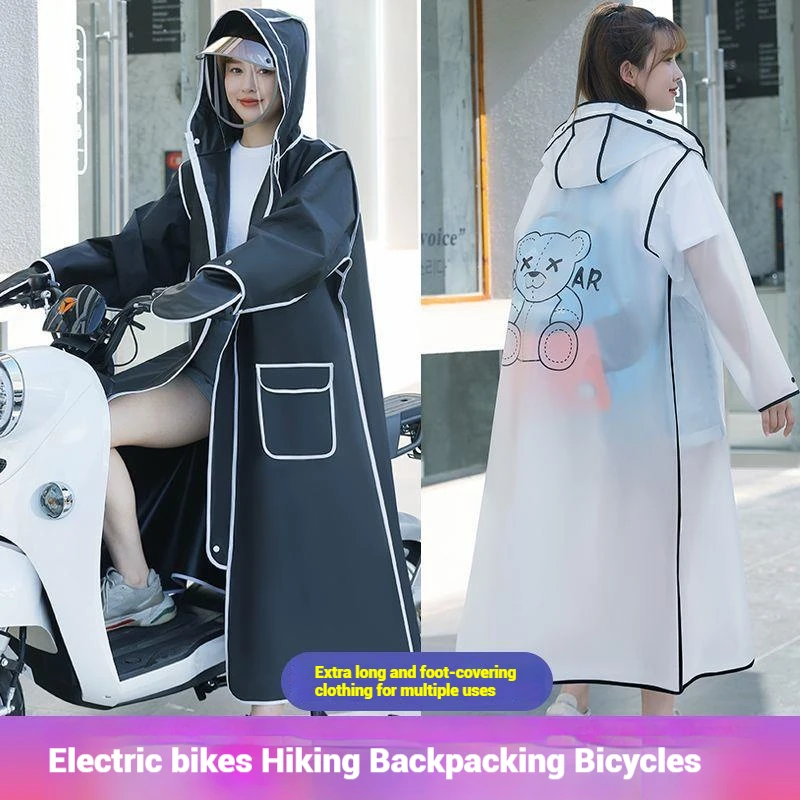 Black-Fashion-Adult-Waterproof-Long-Raincoat-Women-Men-Rain-Coat-Hooded ...