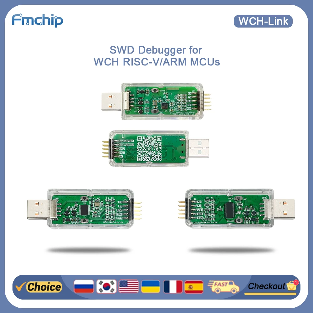 WCH RISC-V 및 ARM MCU용 WCH-LinkE 프로그래머 디버거, SWD 인터페이스, USB-직렬, CH32 지원 ...