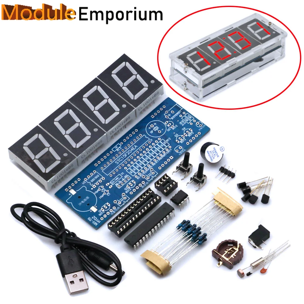 4-Bits-DIY-Digital-Clock-1-INCH-Electronic-Kit-Suite-Microcontroller ...