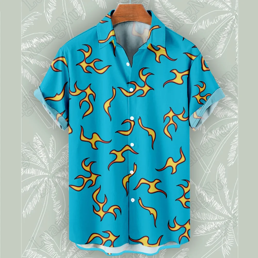 Camisas coloridas de llama de fuego a la moda, camisa hawaiana con ...