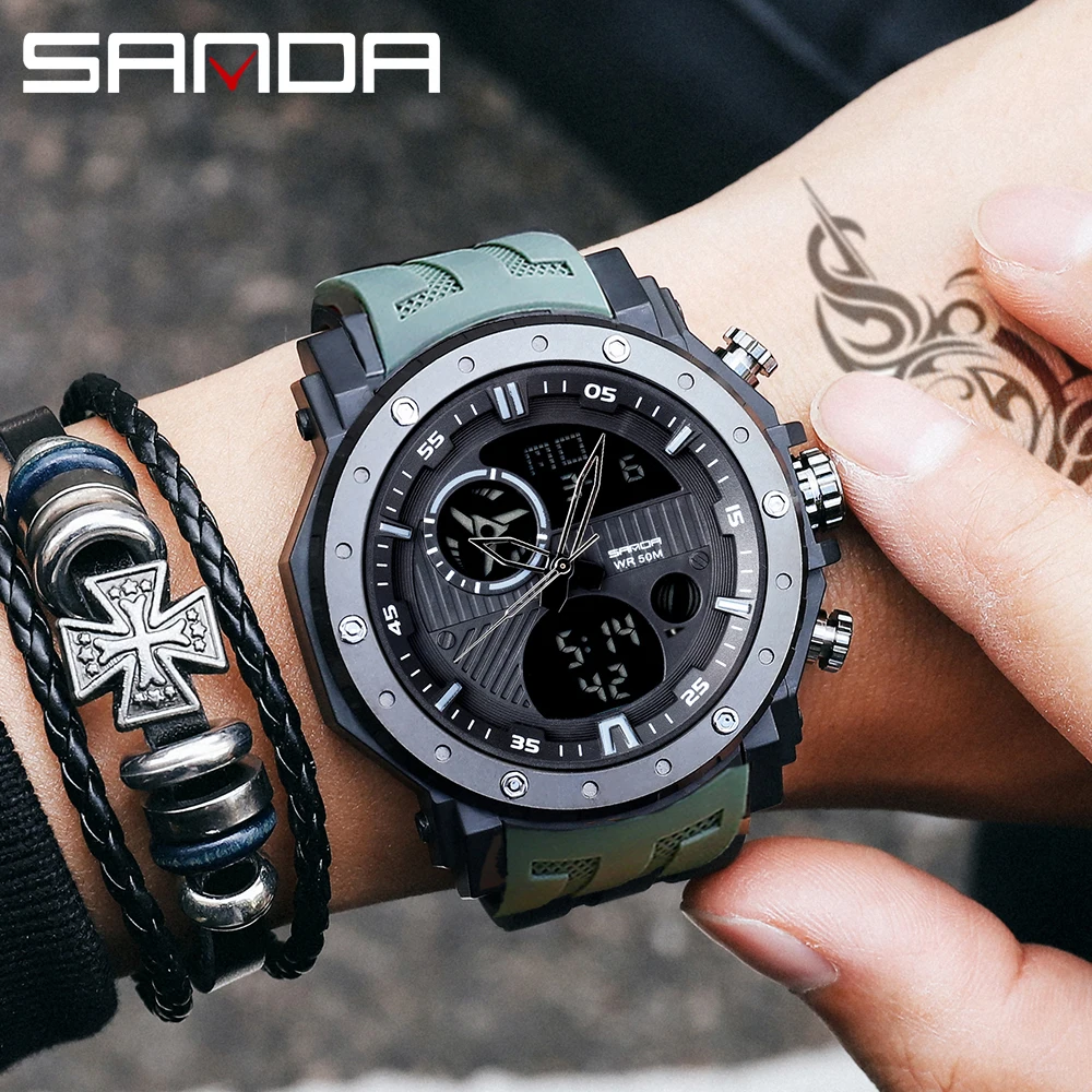 Sanda reloj deportivo de cuarzo para hombre, cronógrafo Masculino de ...