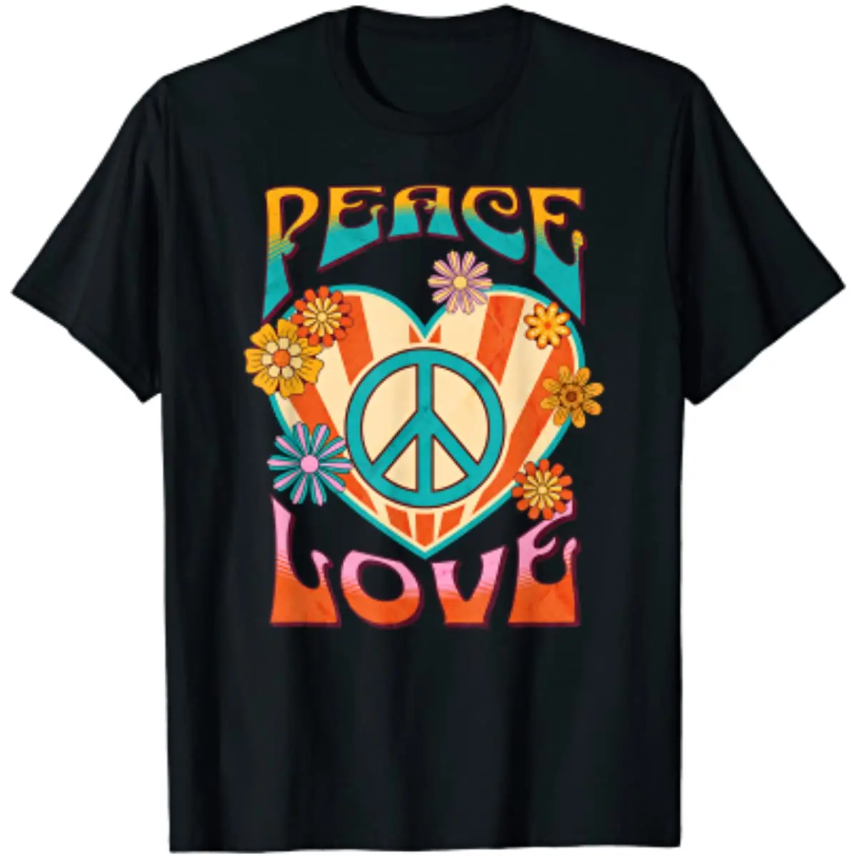 Peace-Love-Peace-Sign-60s-70s-Hippie-Style-T-Shirt-Men-Clothing-Cotton ...